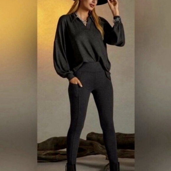 CAbi | Pants & Jumpsuits | Cabi Lean Leggings Black Charcoal Style 441 ...